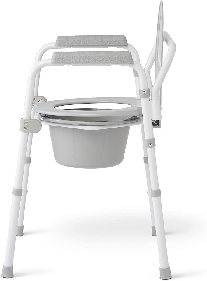 Medline 3-in-1 Steel Folding Bedside Commode Chair for Toilet is Height ...