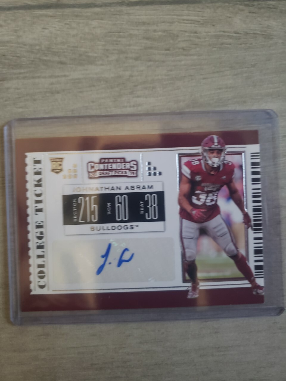 2019 Rookie RC Johnathan Abram Auto Autograph Mississippi state ...