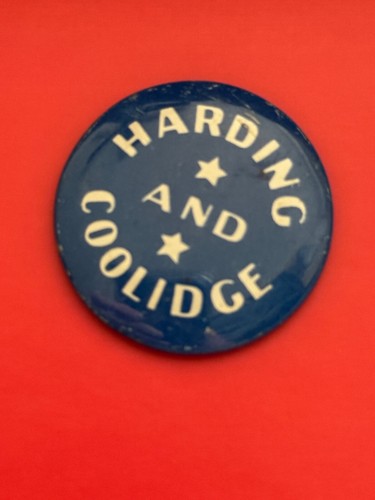 Harding & Coolidge 1920 Repub Presidential Campaign Tin Litho Blue Pin ...