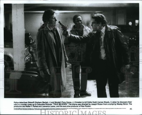 1988 Press Photo Graham Beckel, Tony Haney and James Woods in "True ...