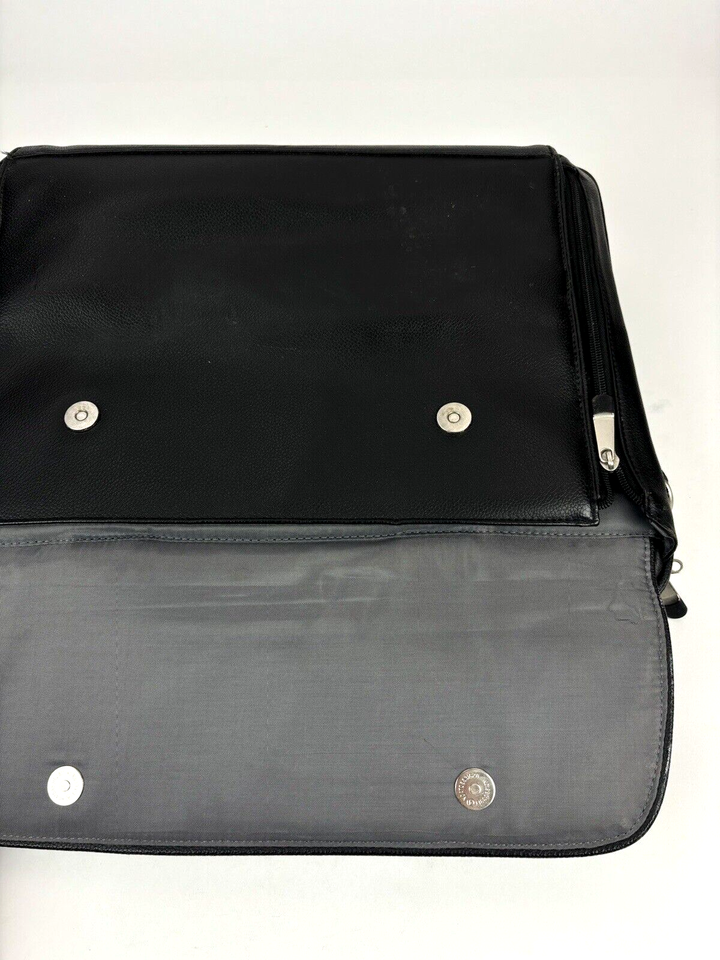 DELL Black Leather Executive Brief Case Laptop Travel Bag Padded ...