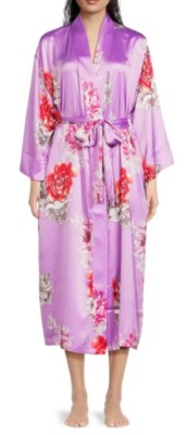 NWT N NATORI WOMEN’S Large Floral Midi Satin Robe Purple/ Multi | eBay
