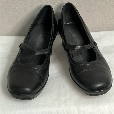 Clarks Womens Emelia Mary Jane Wedges Size 9 1/2 Black | eBay