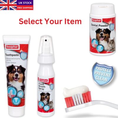 Beaphar Fresh Breath Anti Plaque Spray, Dental Powder Toothpaste for ...