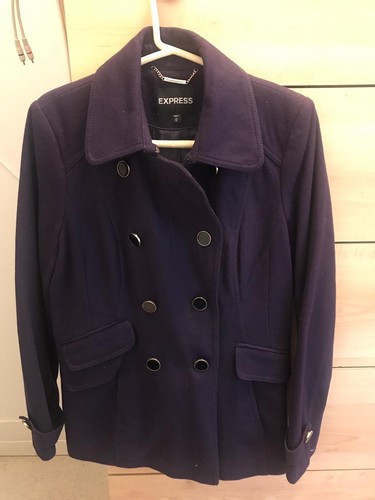 Express Womens Wool Pea Coat Size M Medium Gently Used Plum | eBay