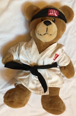 Karate Plush Caramel Tan Bear Stuffed Animal 16” with Cute White Karate ...
