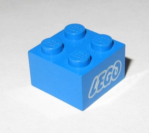 Vintage Lego BLUE Brick 2 X 2 Printed Lego | eBay