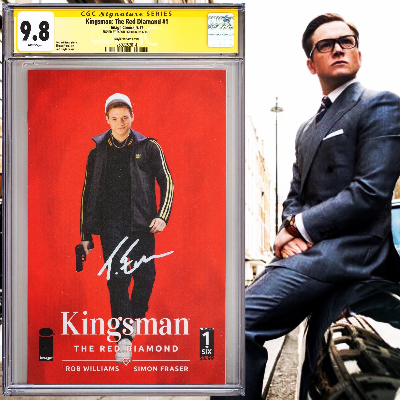 CGC 9.8 SS Kingsman: The Red Diamond #1 Variant signed by Taron Egerton ...