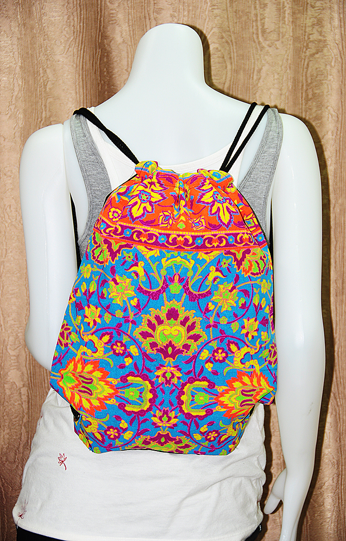 SALE Thai Hippie Backpack Purse String Bag Handmade Flower Print Twin ...