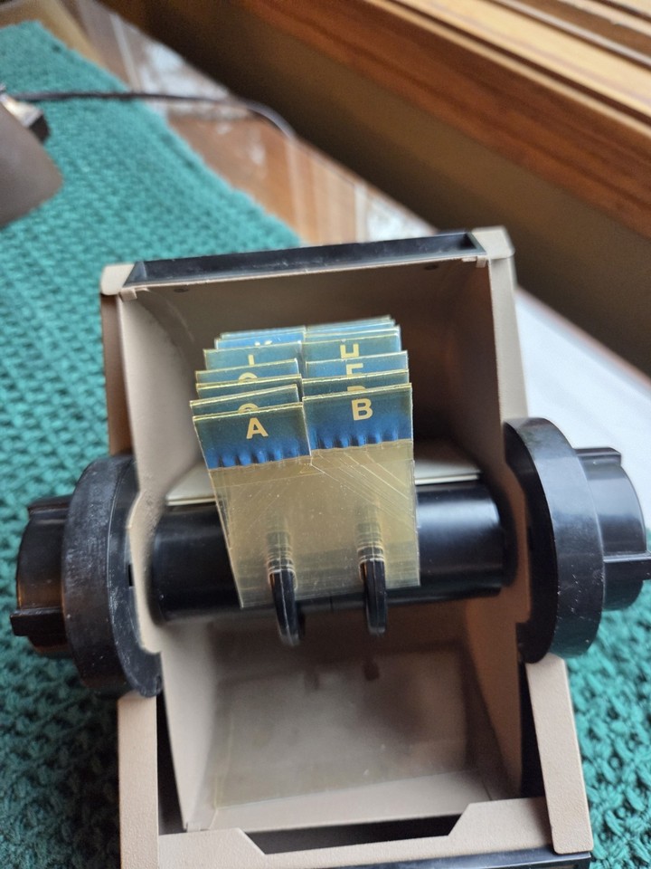 Vintage Rolodex 2254D Metal Address Card File Wheel Taupe Tan Brown | eBay