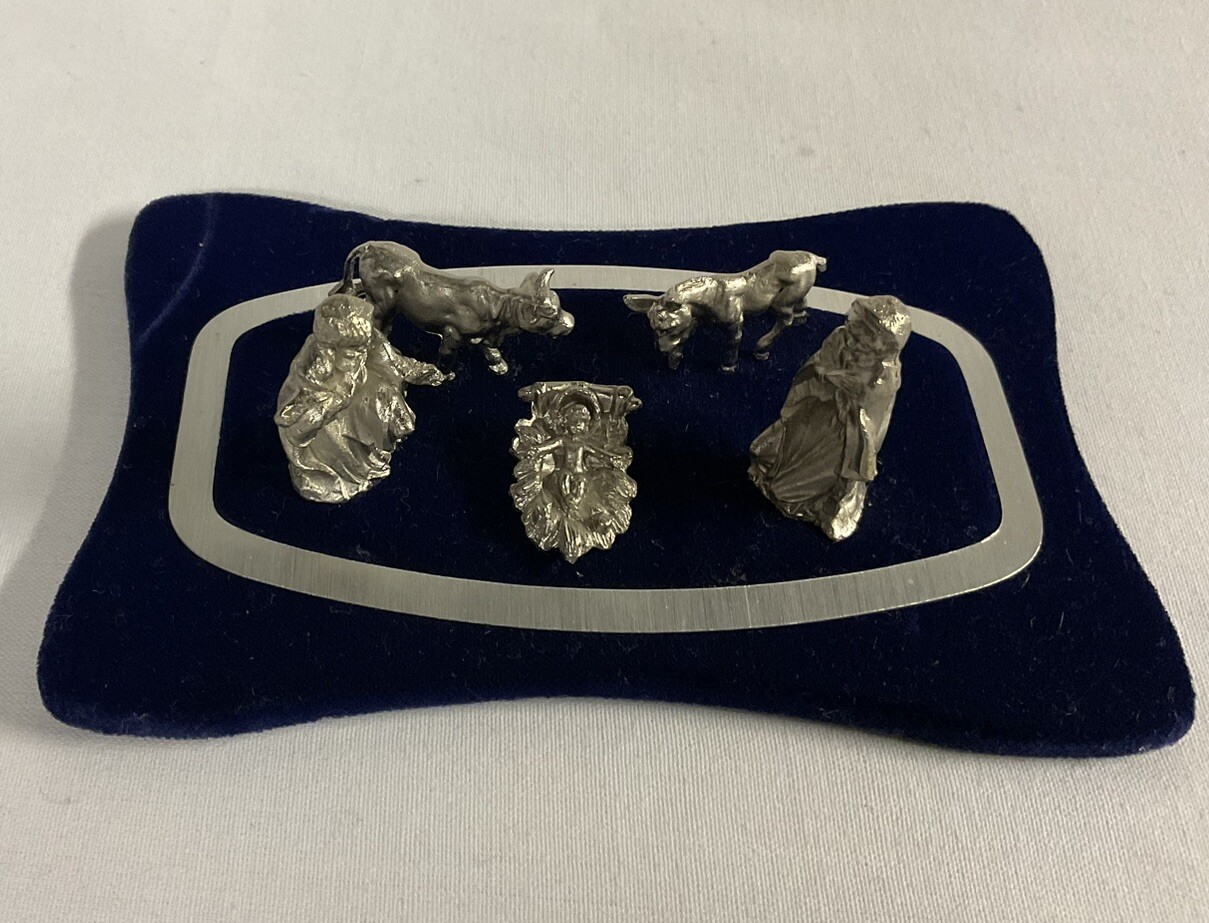 Vintage Miniature Pewter Christmas Nativity Peltro Inciso 5 Piece Made ...