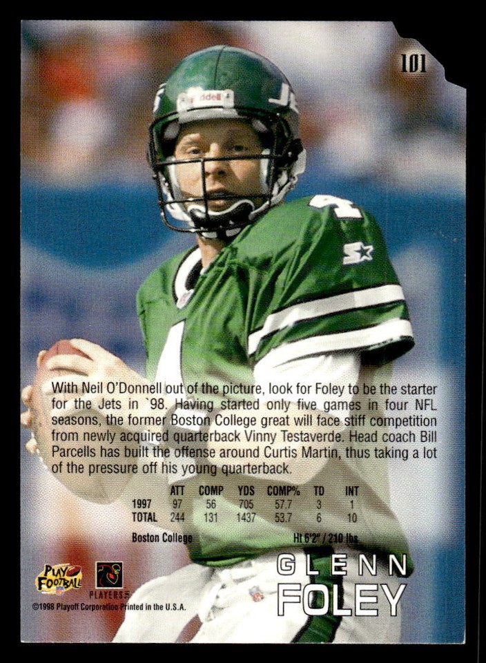 Glenn Foley 1998 Playoff Absolute Retail #101 New York Jets | eBay