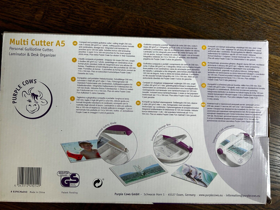 NIB paper cutter PURPLE COWS Multi Cutter Paper A5 Guillotine | eBay