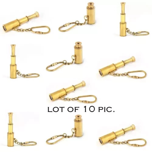 Antique Designer Lot Of 10 Brass Keychain Telescope Marine Spyglass Key ...