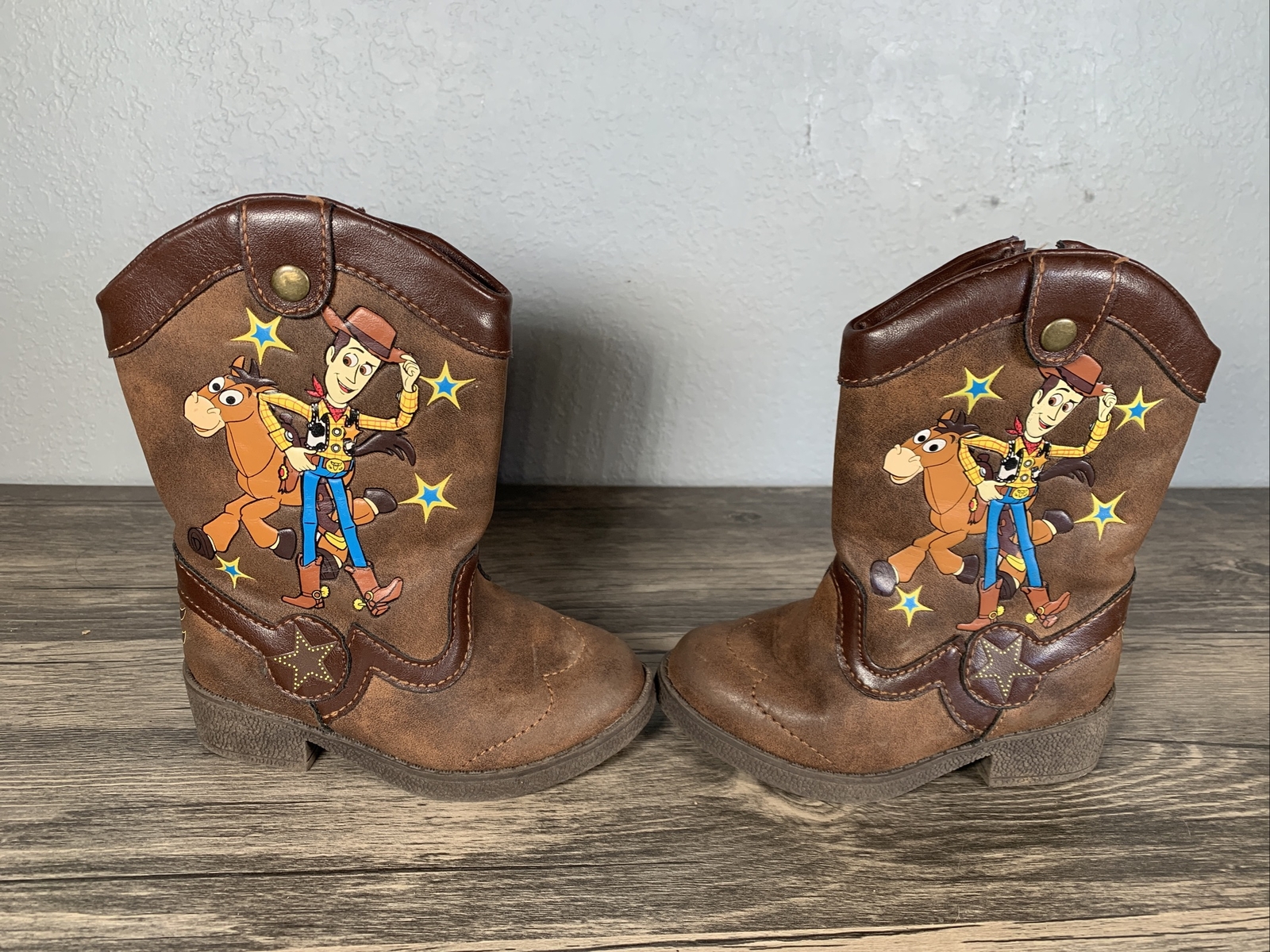 Disney Toy Story Woody Bullseye Cowboy Boots Side Zip Brown Toddler ...