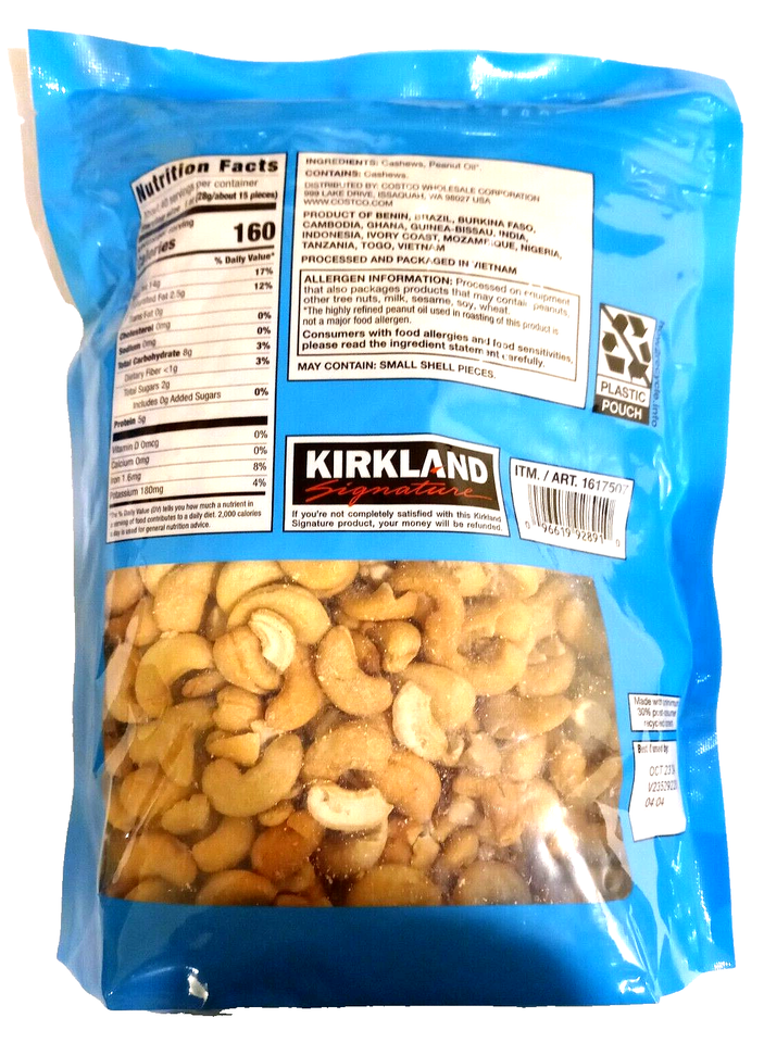 Kirkland Signature Fancy Whole Unsalted Cashews Nuts 40 Oz (2.5 Lb) EXP ...