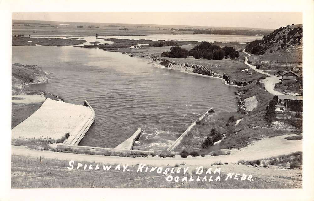 Ogallala Nebraska Spillway Kingsley Dam Real Photo Antique Postcard ...
