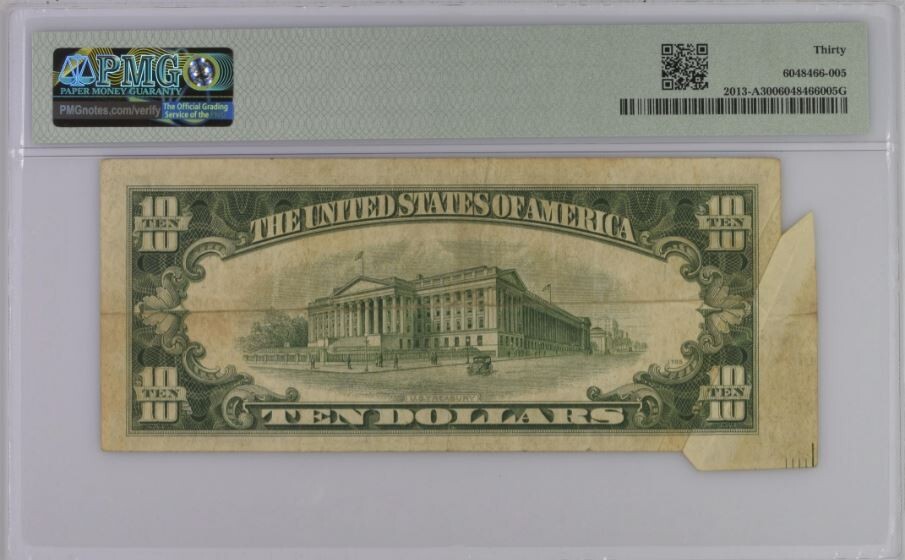 1950 C Federal Reserve Banknote Boston $10 dollars Butterfly Fold Error ...