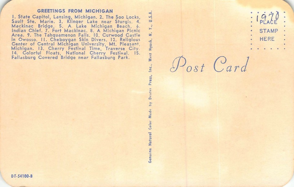 Greetings from Michigan Illustrated Map Multiview Vintage Postcard O10 ...