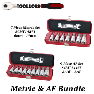 Sidchrome 7 Piece Metric + 9 Piece AF 1/2” Drive Hex Allen key Socket Set 9311927144656 | eBay