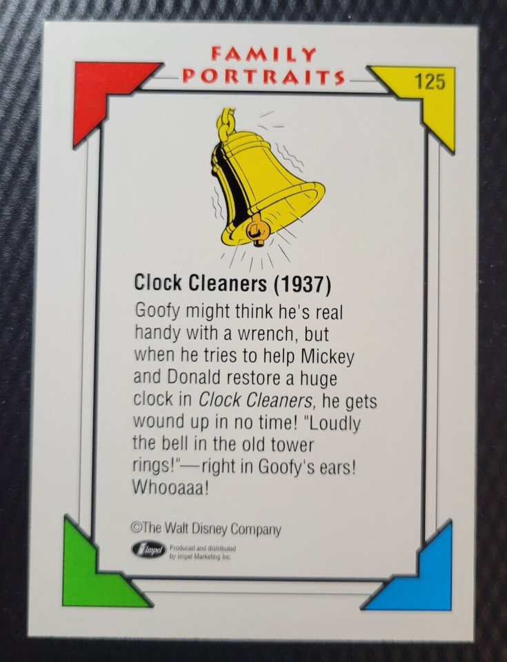 1991 Impel Walt Disney FAMILY PORTRAITS #125 Clock Cleaners (1937 ...