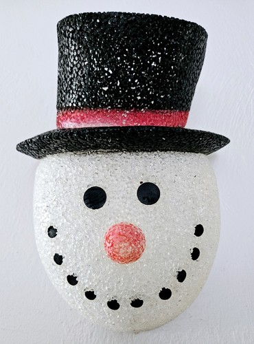 Vintage Melted Pebble Plastic Snowman Porch Garage Lamp Post Light ...