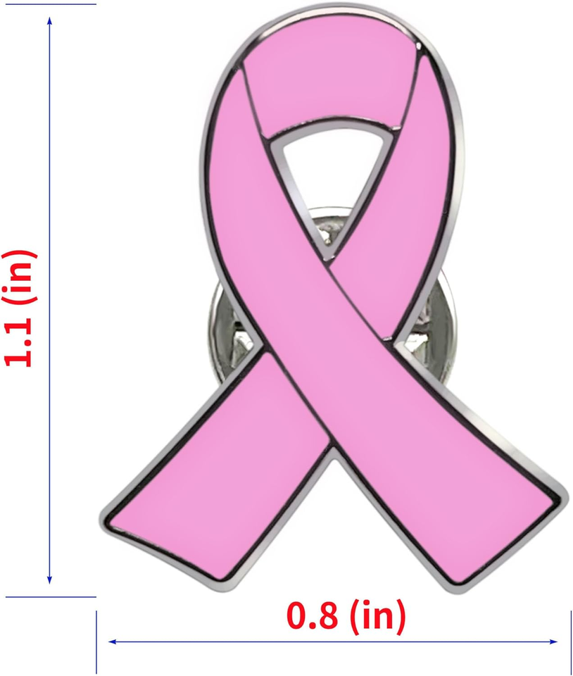 25/50/100/200 Pieces Pink Ribbon Pins Breast Cancer Awareness Enamel ...