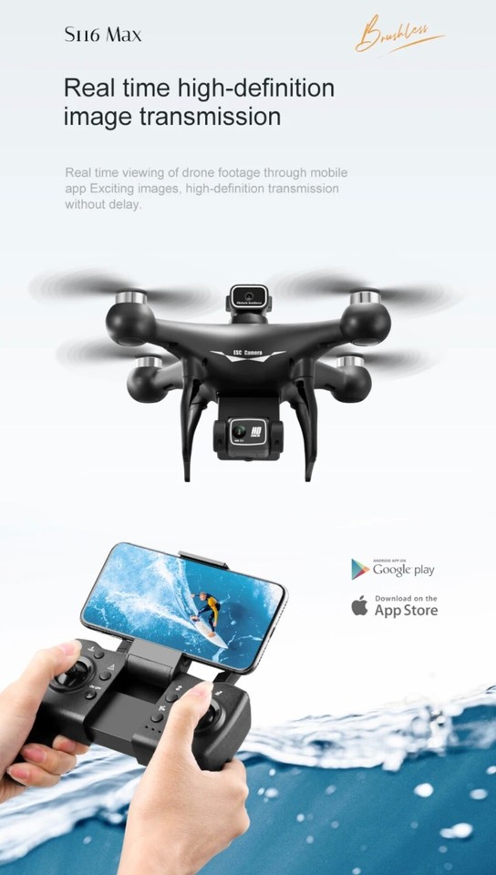 S116 Max Drone Quadcopter Obstacke Avoidance Dual Camera 4K Brushles ...