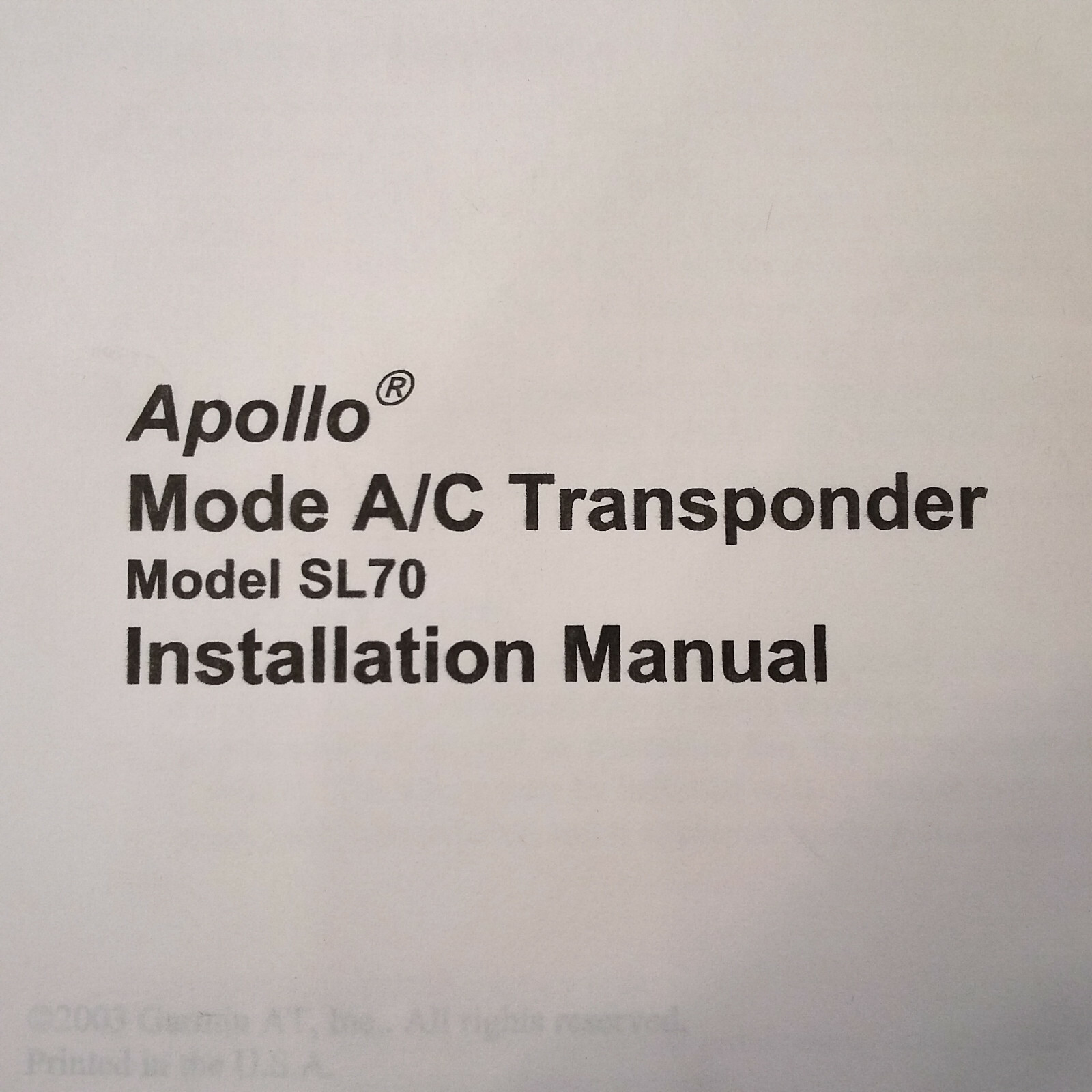 Garmin Apollo SL70 Transponder Install Manual | eBay