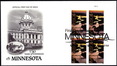 US 2008 Minnesota PLATE BLOCK First Day Cover (4266) . ArtCraft Cachet ...