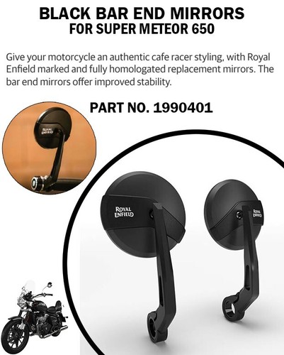 "BLACK BAR END MIRROR" FIT FOR ROYAL ENFIELD SUPER METEOR 650 | eBay