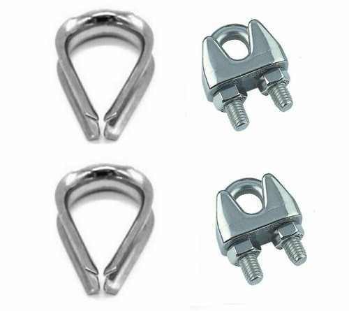 Thimble Wire Rope Grip & wire rope clamp Clamp Eyes Stainless Steel 4mm ...
