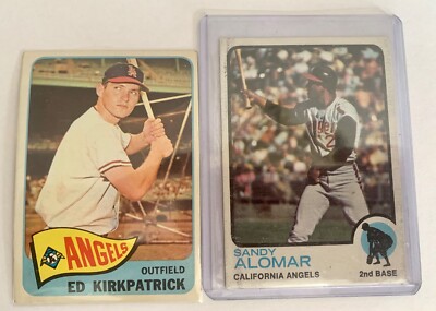 LOT OF 2 CALIFORNIA ANGELS TOPPS BASEBALL CARDS, ED KIRKPATRICK, SANDY ...