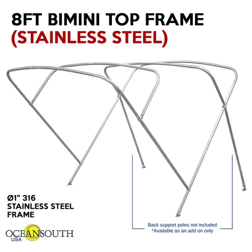 Oceansouth 4 Bow BIMINI TOP Stainless Steel Frame - 8ft Long | 54 ...