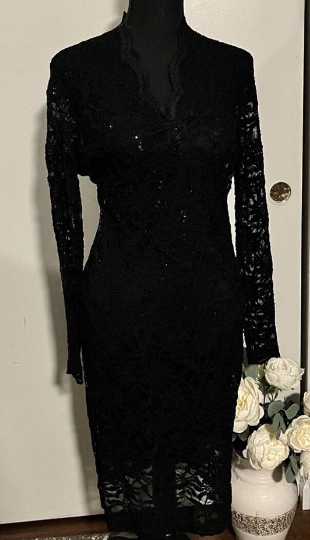 Marina long sleeve sequin dress Size 6 - Gem