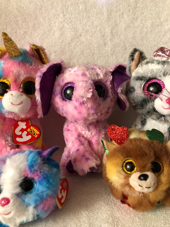 Lot of 7 TY beanie boos ALL NEW with tags Fudge Cassidy Fantasia Kiki ...