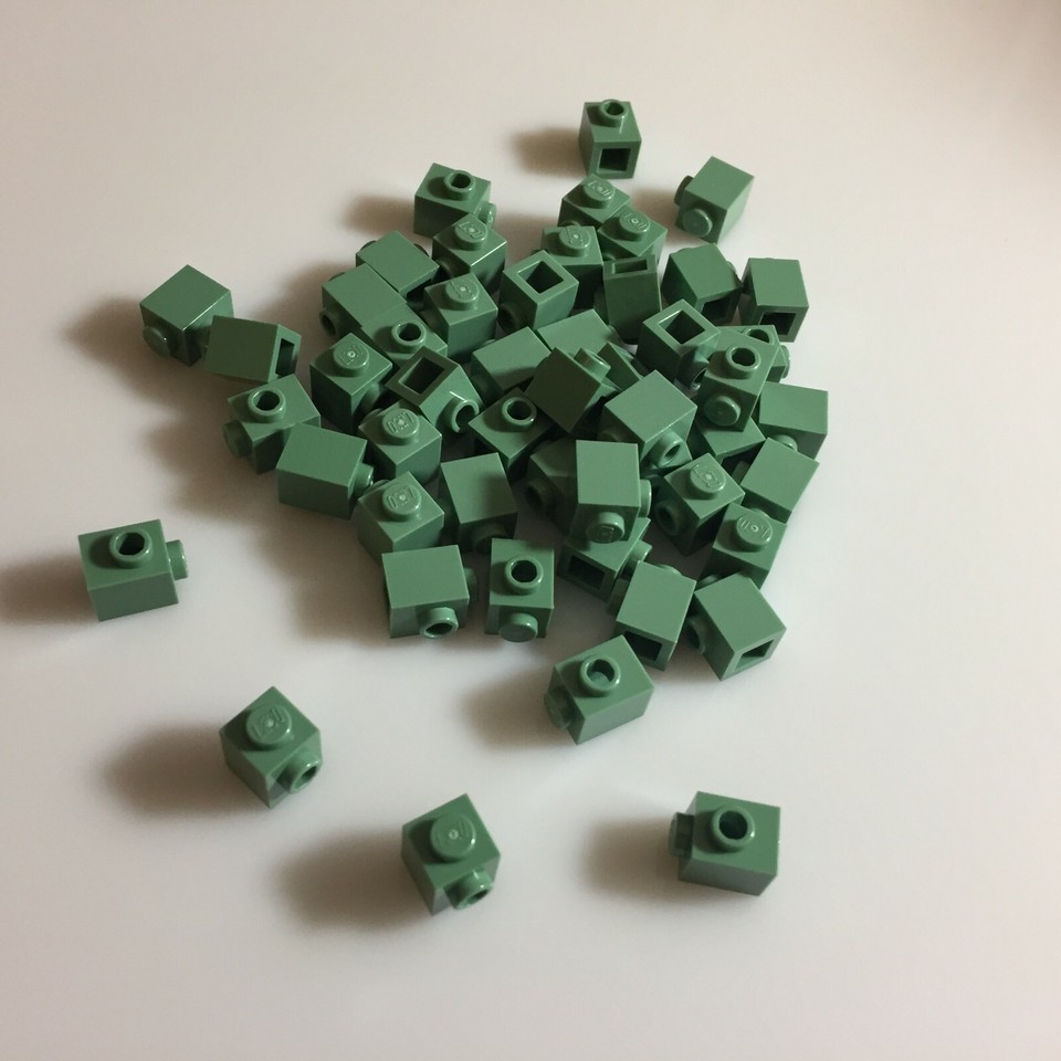 50 per lot NEW LEGO Sand Green Bricks 1X1 W. 1 Knob (87087/6009656 ...
