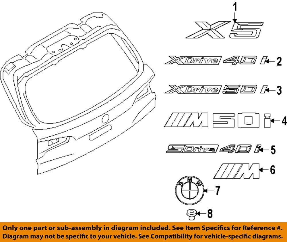 BMW OEM 19-25 X5,X7 Lift Gate Exterior Trim-Nameplate 51147436013 | eBay