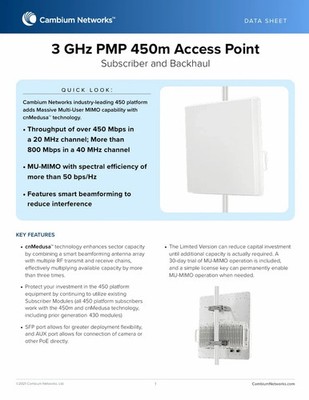 Cambium 3 Ghz Medusa PMP 450m Integrated Access Point, 90 Degree ...