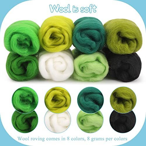 8 Colors Wool Fibre Yarn Roving for Needle Felting Starter Kit with ...