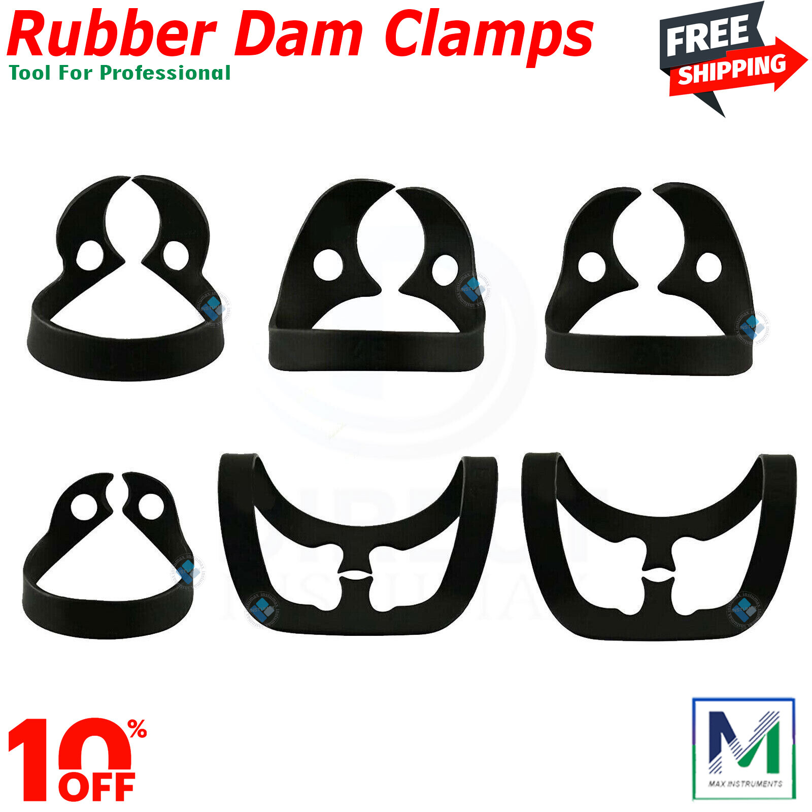 Black Color Coated Brinker Dental Clamps Rubber Dam Universal B1-B2-B3 ...