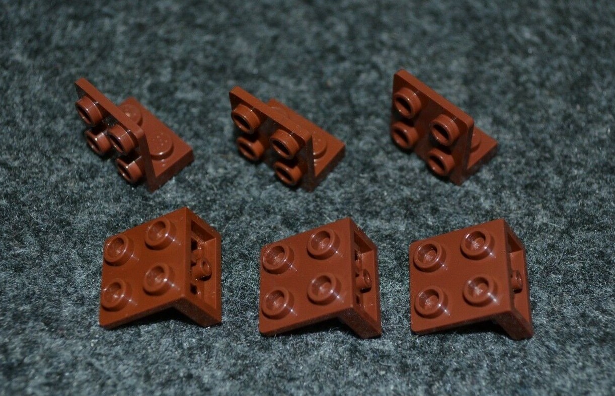 (6) 1x2 to 2x2 Reddish Brown 90 Deg Up Direction Change Angle Bricks ...