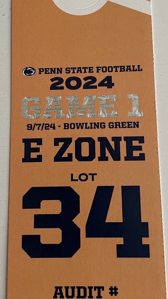 Penn State Football Tickets (2) vs Bowling Green - 20 Yard line w ...