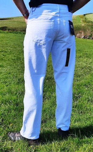 MENS JEANS WHITE "STAR DENIM" COMFORT FIT GEORGIO PEVIANI STRAIGHT LEG ...
