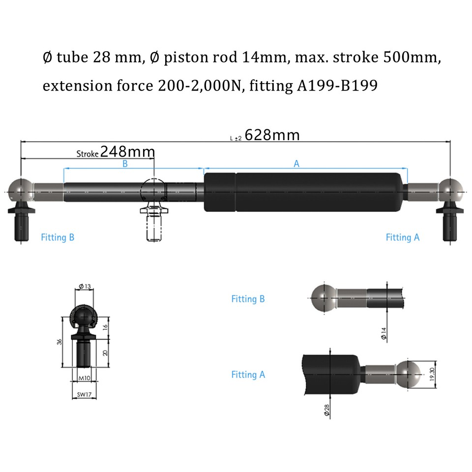 For Ifor Williams Horsebox Trailer Ramp Damper Rear Door Gas Spring ...