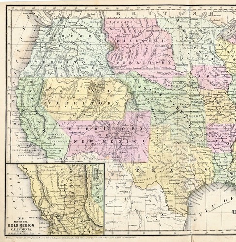 1852 UNITED STATES & WESTERN TERRITORIES Map ORIGINAL Mitchell Atlas | eBay