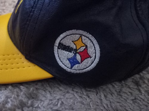 Vtg Pittsburgh Steelers Genuine Leather Snapback Hat Modern One Size ...