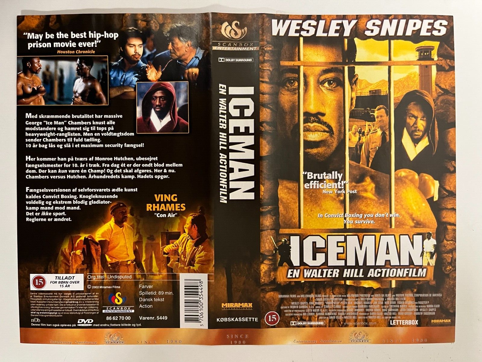 Vintage Undisputed Wesley Snipes VHS Cover Only - Danish Edition - No ...