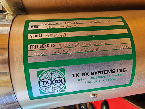 TX RX Systems - VHF Bandpass Cavity Preselector - Model 89-37-06-CM ...