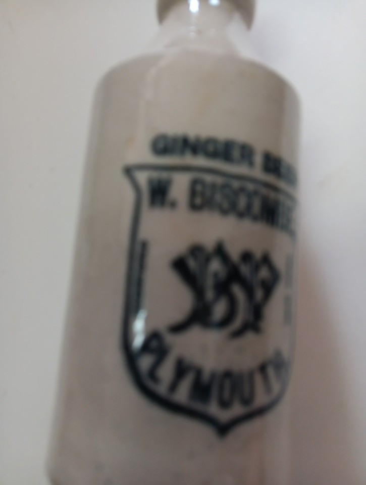 ANTIQUE W. BISCOMBE BP PLYMOUTH GINGER BEER STONEWARE BOTTLE | eBay